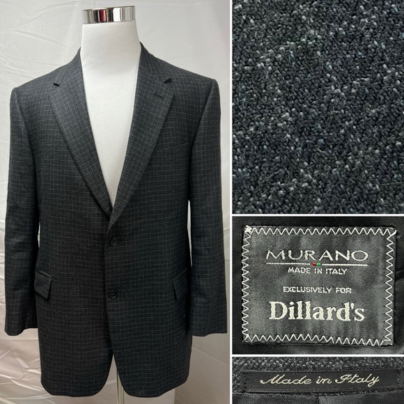Murano | Suits & Blazers | Murano Mens 44r Charcoal Plaid 2button ...